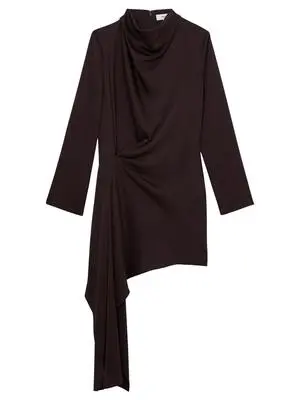 REISS Draped Long-sleeve Mini Dress - Grape