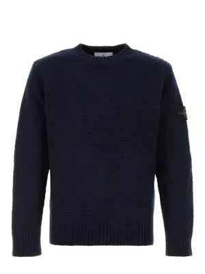 Stone Island Maglione Girocollo Vestibilità Loose A Costine - Blue