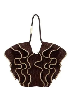 Zimmermann Raffia Tote Bag With Embroidery And Double Leather Handles - Brown