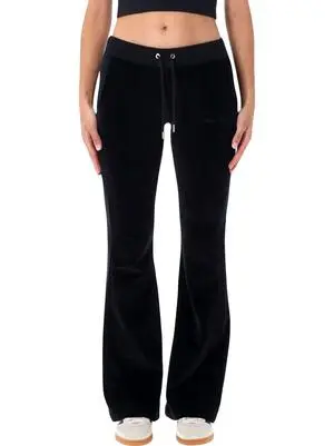 Sporty & Rich Rhinestone-logo Slim-fit Velvet Jogging Trousers - Black
