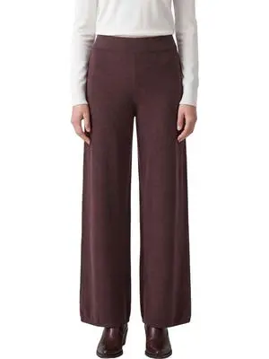 Pinko High-waisted Wool And Cashmere Knit Palazzo Trousers - Violet