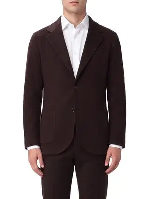 LARDINI Single-breasted Virgin Wool Blazer With Lapels And Patch Pockets - Brown