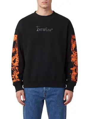 Off-White Crewneck Cotton Jumper With Rear Arrow Logo And Dropped Shoulders - Black