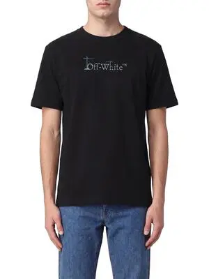 Off-White Crewneck Cotton T-shirt With Contrasting Arrow Logo Print - Black