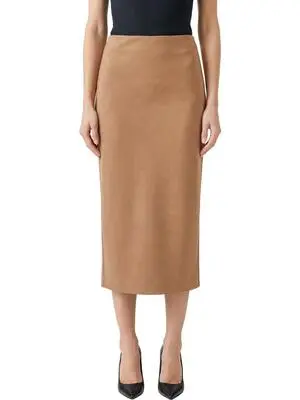 Max Mara High-waisted Crêpe Midi Pencil Skirt With Slit - Hazel