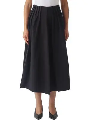 MEIMEIJ Flared Midi Skirt In Technical Crêpe With High Waist And Pockets - Black
