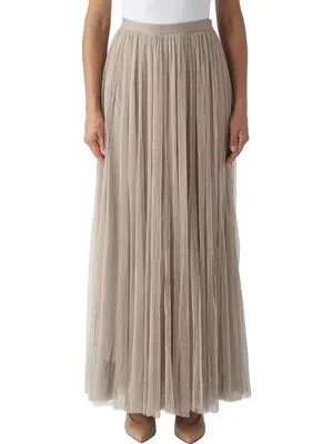 TWINSET High-waisted Pleated Midi Skirt In Tulle With Side Zip Closure
