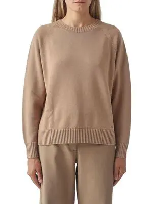 Max Mara Pure Virgin Wool Crewneck Jumper With A Relaxed Fit - Camel