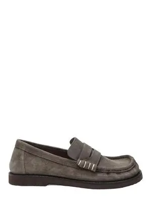 JW Anderson Suede Penny Loafers With Contrast Stitching - Brown