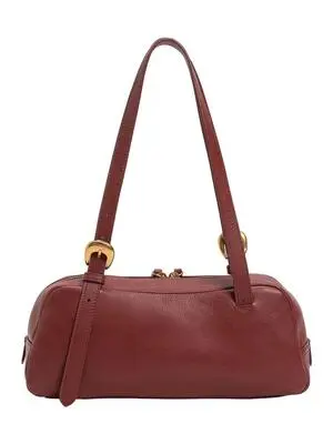TWINSET Grained Leather Shoulder Bag With Double Adjustable Handle Cherry
