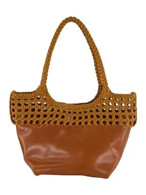 HEREU Elma Crochet Leather And Organic Cotton Tote Bag