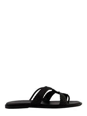 Hereu Lina Woven Lambskin Mules With Low Heel - Black