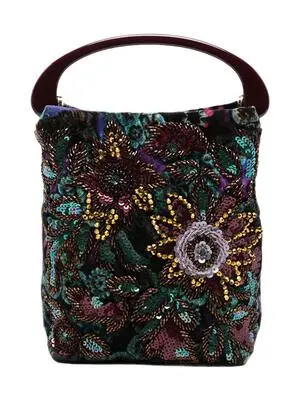 Dries Van Noten Borsa Micro In Velluto Con Ricami E Manico In Resina - Multicolor