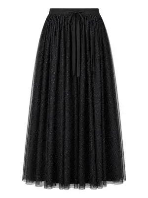 YUMI Diamonte Tulle Midi Skirt - Black