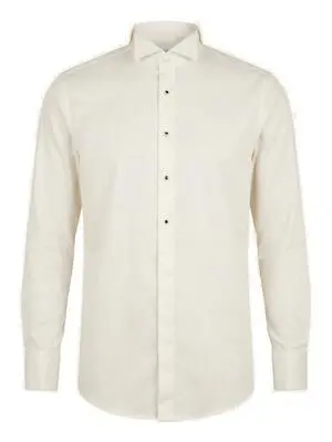 RON TOMSON Neutrals Wing Classical Top Front Stud Tuxedo Shirt Light - Beige