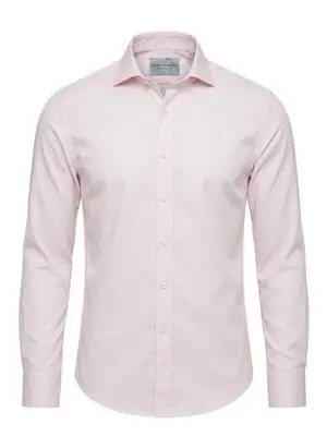 RON TOMSON Pure Cotton Spread Collar Fitted Dress Shirt Light - Pink