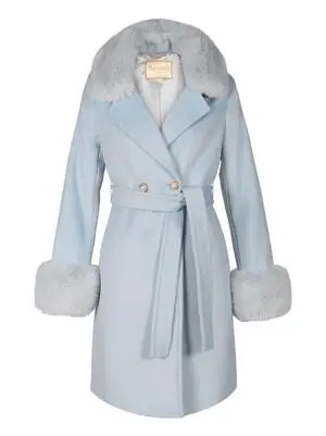 SANTINNI Rear Window 100% Cashmere & Wool Coat In Blu - Blue