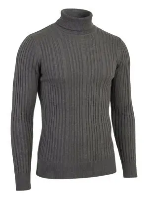 RON TOMSON Grey Roll Neck Ribbed Sweater - Anthracite Grey