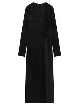 Fendi Jacquard-logo Wrap Maxi Dress - Black
