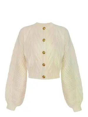Elisabetta Franchi Cardigan In Knit Fabric - Neutrals