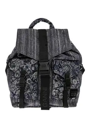GANNI Floral-motif Backpack - Blue