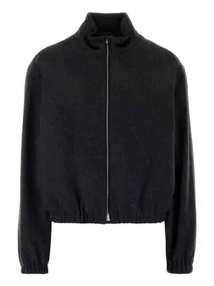 JIL SANDER High-neck Elasticated-hem Jacket - Grey