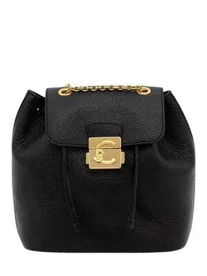 COCCINELLE Small C-me Lock Grained Leather Backpack Black