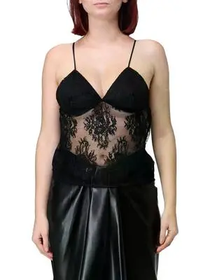 HANITA Lace-panelled Spaghetti-strap Top