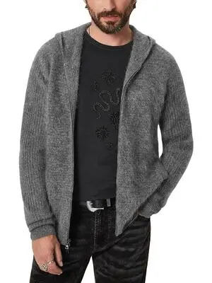 John Varvatos Stefano Cashmere Zip Hoodie Charcoal