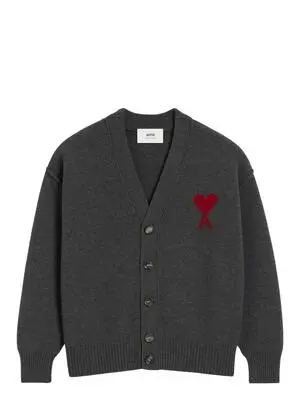AMI Paris De Coeur Cardigan - Grey