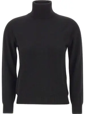 KANGRA Ribbed Turtleneck Knitted Sweater - Black