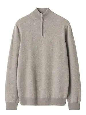 Soft Goat Half Zip Sweater By - Grey