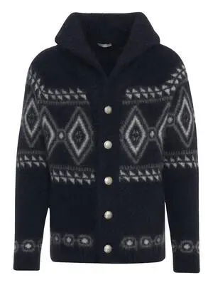 BORGO ASOLO CASHMERE Rombi Geometric Pattern Cardigan - Multi