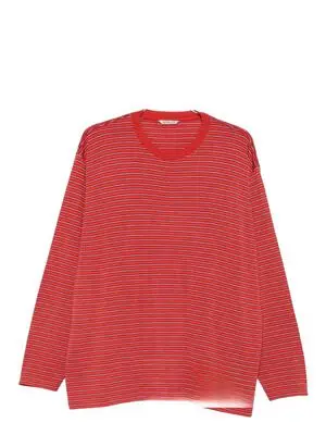 Auralee Wool Striped T-shirt - Red