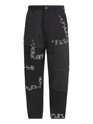 KARTIK RESEARCH Wool-linen Embroidered Patchwork Trousers