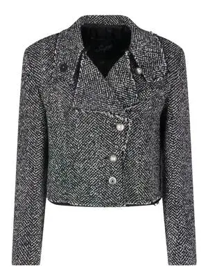 Seafarer Herringbone-pattern Frayed Jacket - Grey