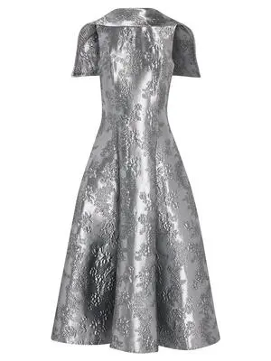 EMILIA WICKSTEAD Metallic Cloqué Harlow Midi Dress - Silver