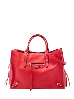Balenciaga 2018 Mini Leather Papier A6 Zip Around Satchel - Red