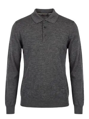 Peserico Long-sleeve Polo-collar Sweater - Black