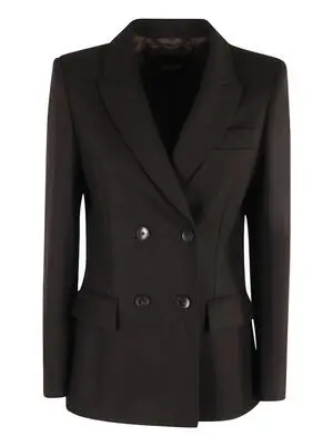 Seventy Double-breasted Flannel Jacket - Black