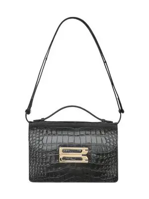 Victoria Beckham Dorian Bag Croc Embossed Leather Black