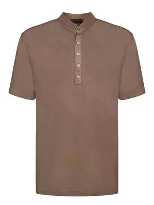 DELL'OGLIO Serafino Linen Mandarin-collar Polo Shirt