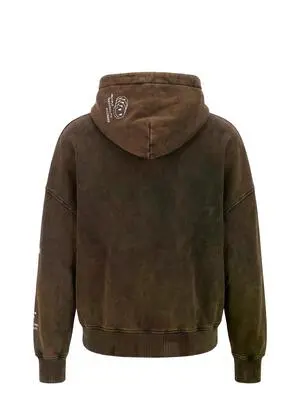 INSPIRED BY A TRUE STORY Acid-wash Embroidered Hoodie - Brown
