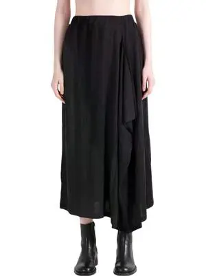 Yohji Yamamoto Asymmetric Draped Midi Skirt - Black