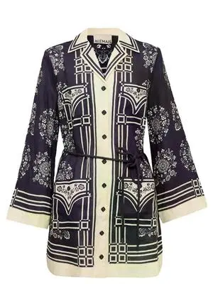 ALEMAIS Banderra Graphic-print Mini Dress - Blue