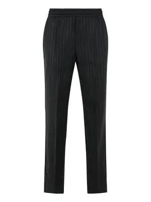 Versace Jacquard Wool Pants - Black