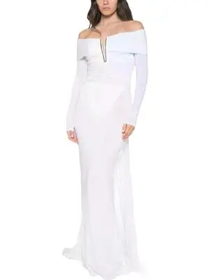 Elisabetta Franchi Off-the-shoulder Ruched Maxi Dress - Neutrals