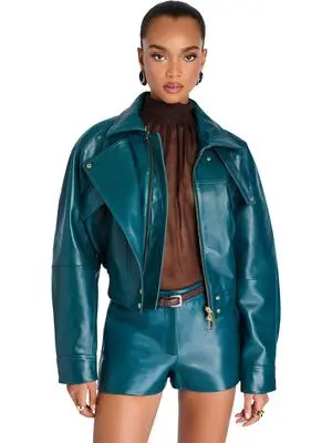 Retrofete Lykke Leather Jacket - Sarcelle