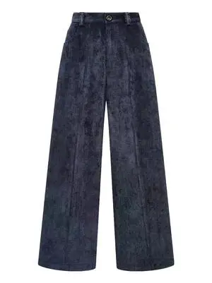 Malìparmi Corduroy Wide-leg Palazzo Pants - Blue