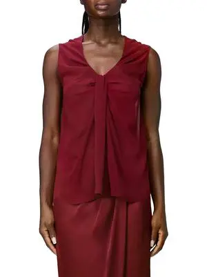 HANITA Draped V-neck Top - Red